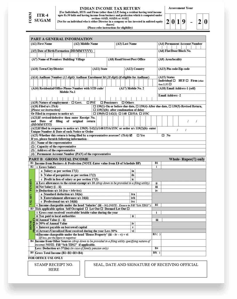 Business Income Tax Return Online Filing - ITR-4 with Balance Sheet